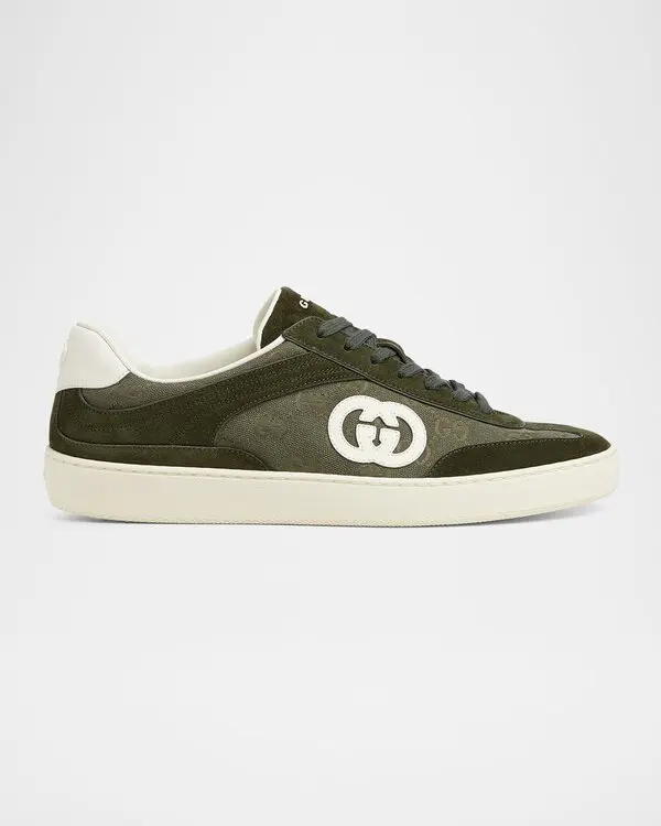 Gucci G75 Suede And Sisma Nylon T-toe Sneakers - Dark Olive