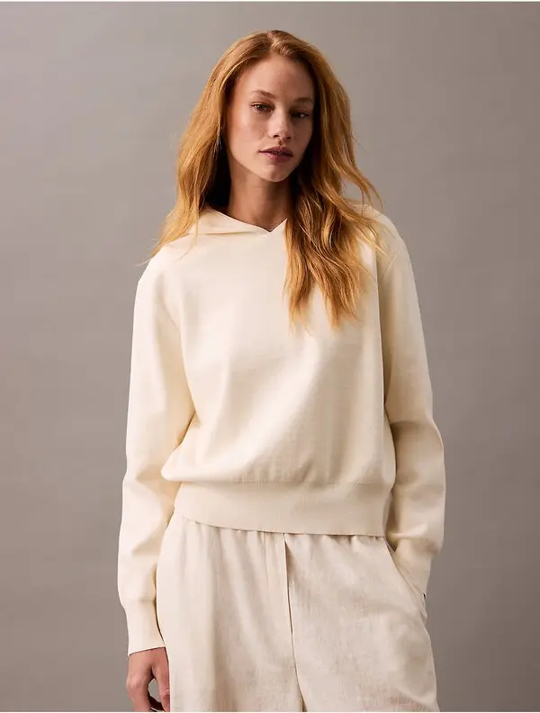 Calvin Klein Tech Knit Hoodie - Antique White
