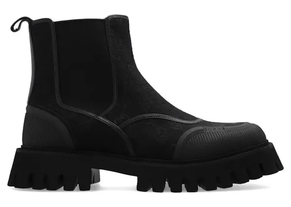 Gucci Gg Jacquard Canvas Ankle Boots