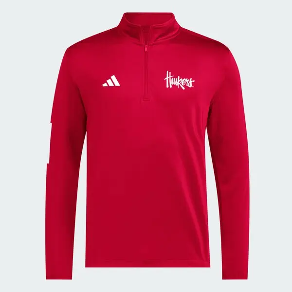 Adidas Nebraska Cornhuskers Coaches Script 1/2 Zip - Team Power Red / White / Ncaa-neb-7n2