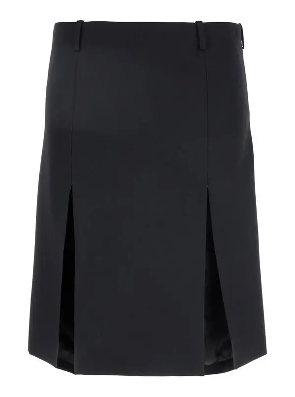 Attico Wool Skirt With Slits And Logo Plaque