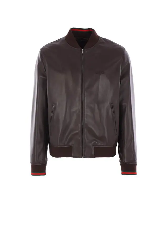 Gucci Leather Bomber Jacket - Earth Green