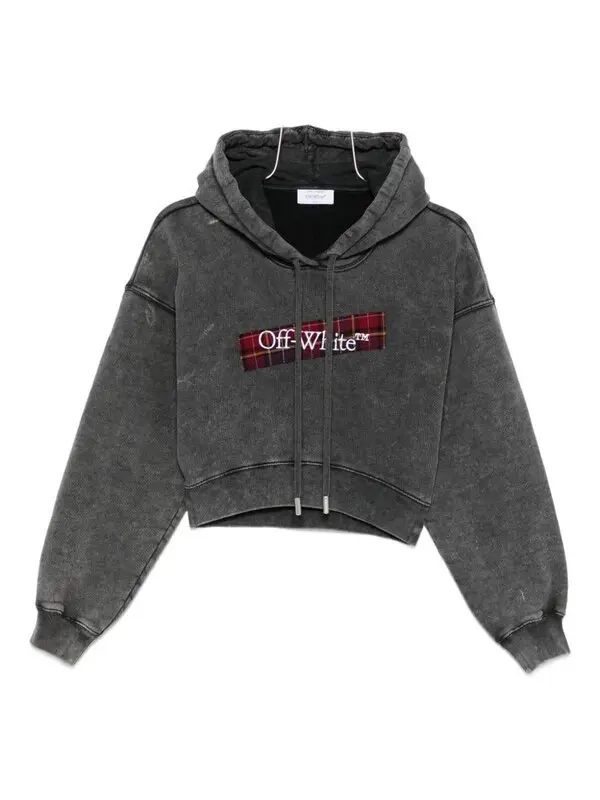 Off-White Plaid Hooded Sweatshirt - Multicolor