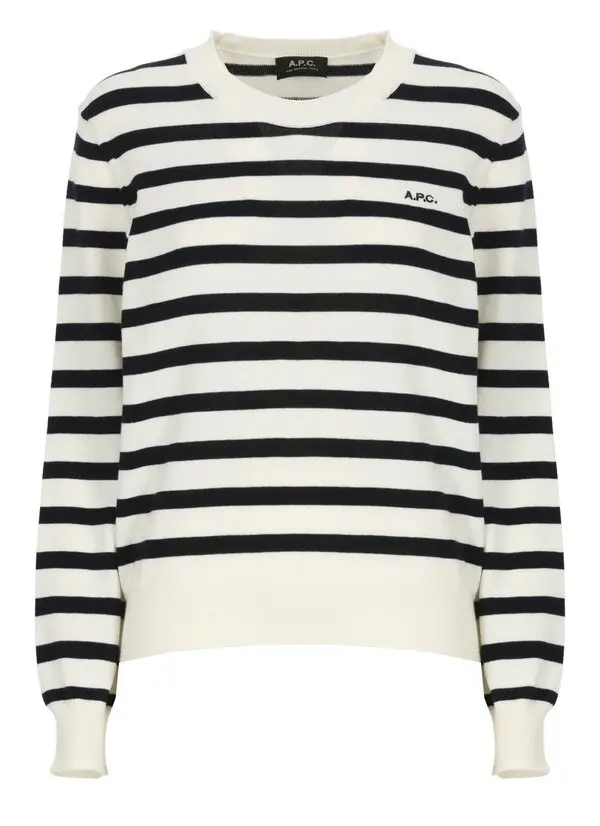 A.p.c. Striped Cotton Sweater - White