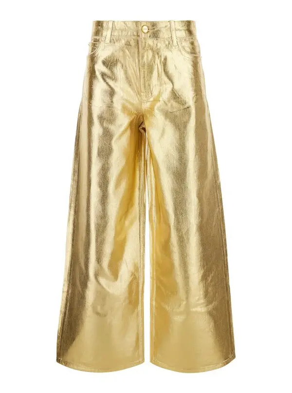 GANNI Five-pocket Wide Leg Laminated Jeans