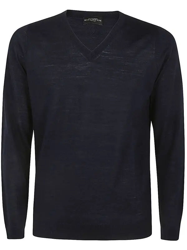 BALLANTYNE Slim-fit V-neck Pullover - Blue