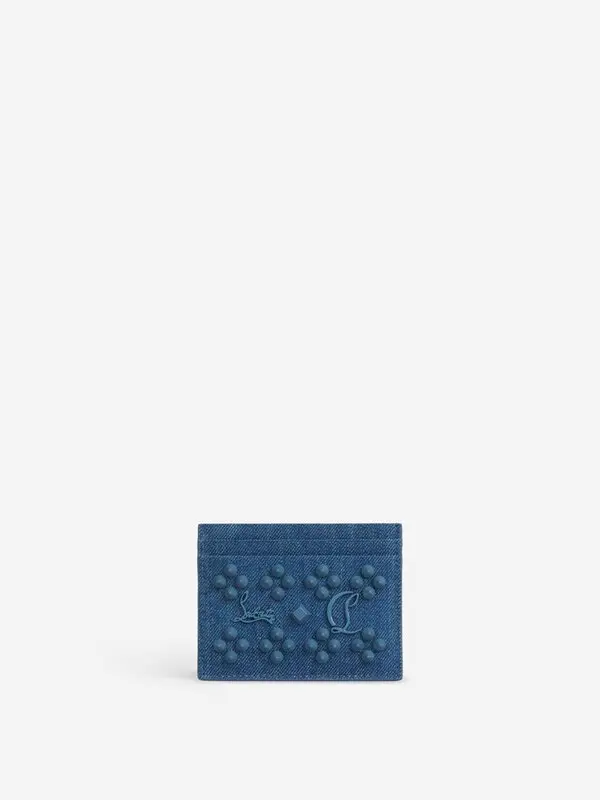 CHRISTIAN LOUBOUTIN Denim Studded Card Holder