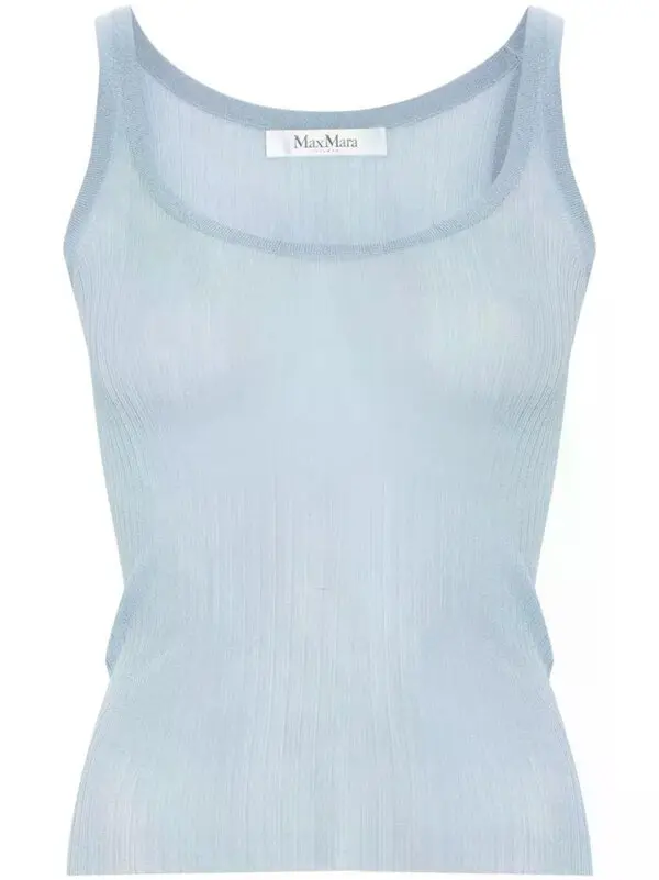 Max Mara Semi-sheer Fine-ribbed Top - Blue