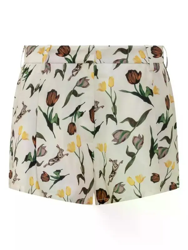 Marni Tulip Hares-print Shorts