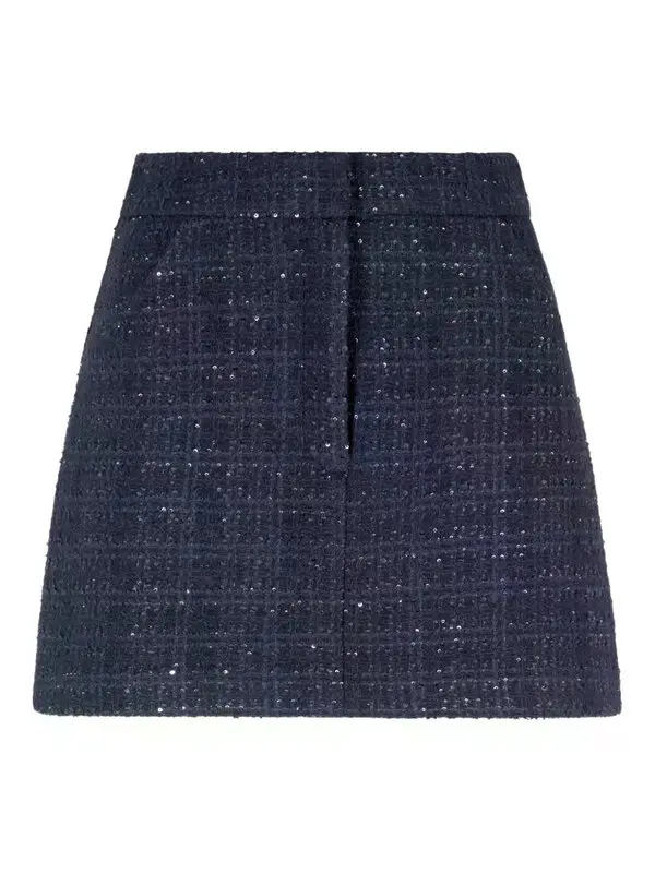 Emporio Armani Sequin-embellished Tweed Skirt - Blue