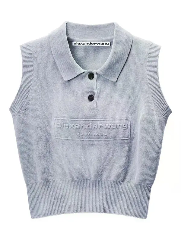 Alexander Wang Logo-embossed Polo Top - Grey