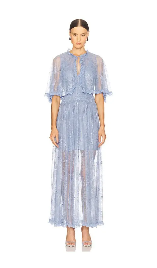AKNVAS Tissy Lace Gown With Detachable Slip - Blue