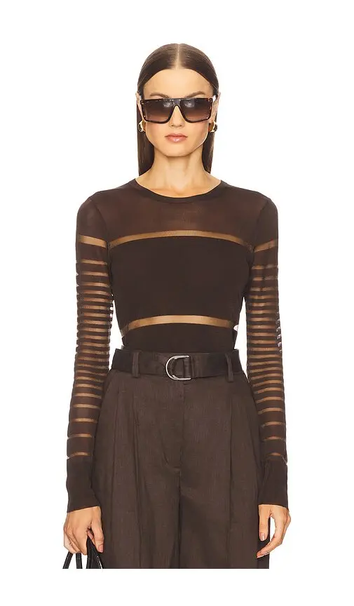 Helmut Lang Spaced Sheer Top - Espresso