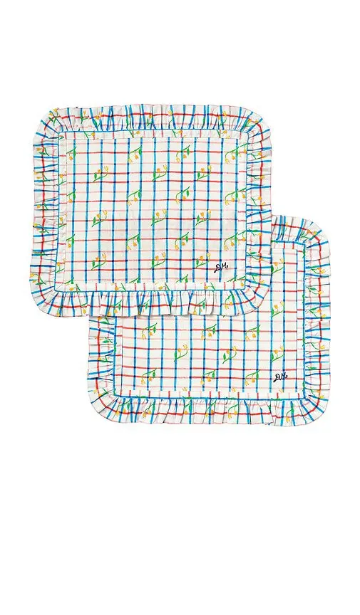 DAMSON MADDER Set Of 2 Placemat In White - Tulip Check