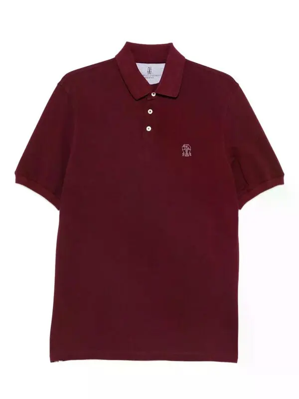 Brunello Cucinelli Embroidered Cotton Polo Shirt - Red