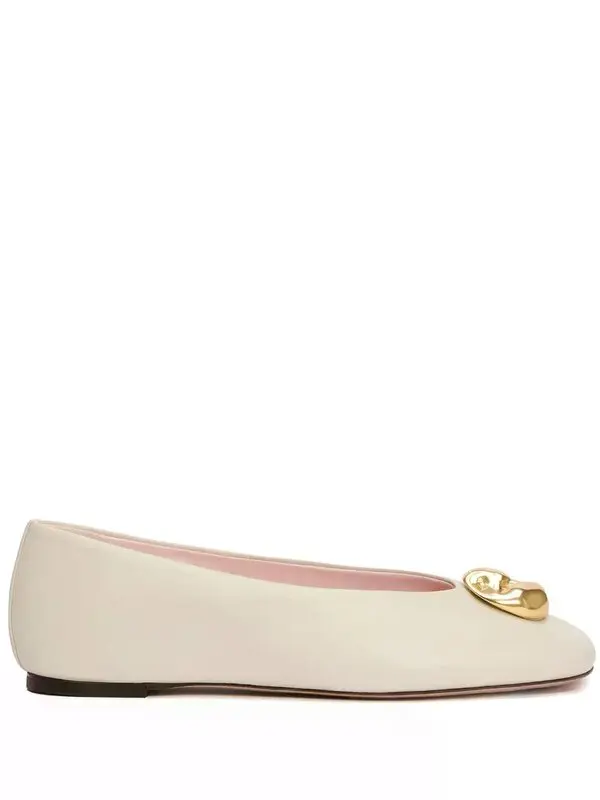 Fabiana Filippi Leather Embellished Ballet Flats - White