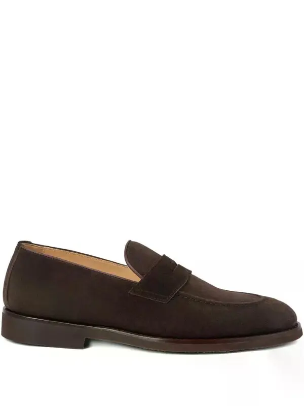 Brunello Cucinelli Suede Penny Loafers - Brown