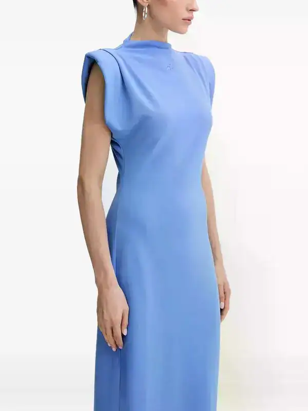 Karl Lagerfeld Padded-Shoulder Midi Dress In Blue - 40% Off | Editorialist