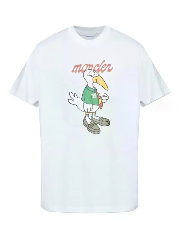 Moncler Bird-print Cotton T-shirt - White