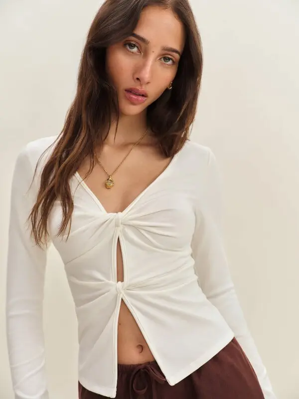 REFORMATION Silas Knit Top - Fior Di Latte