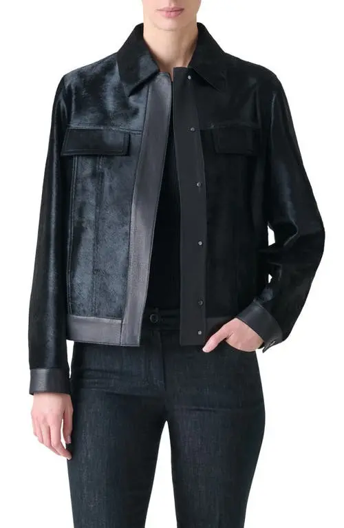 Akris Gemini Calf Hair And Leather Trucker Jacket