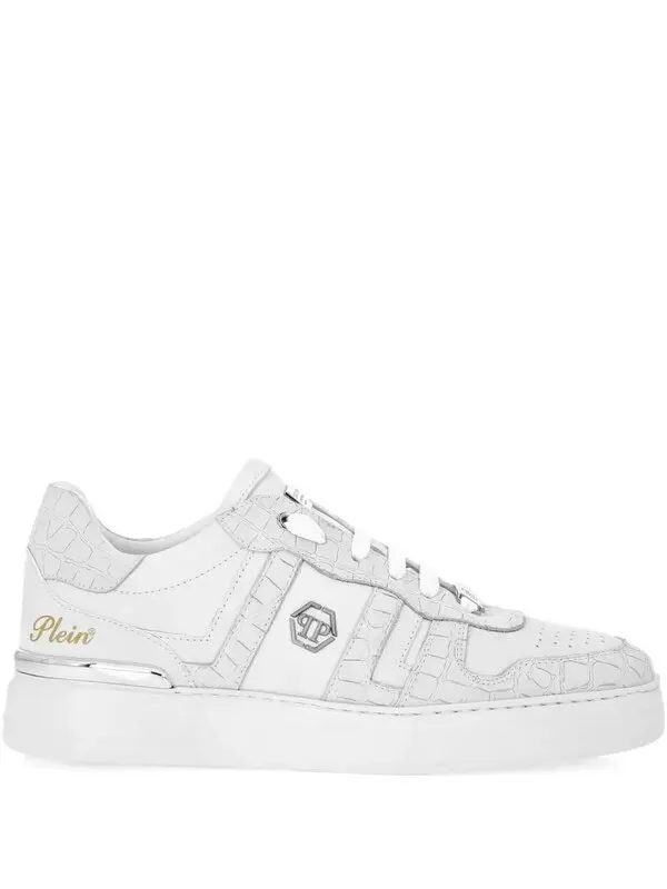 Philipp Plein Crocodile-effect Leather Trainers - White