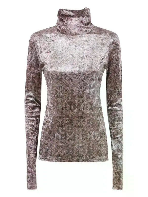 PIERRE-LOUIS MASCIA Velvet Geometric Patterned Sweater - Brown