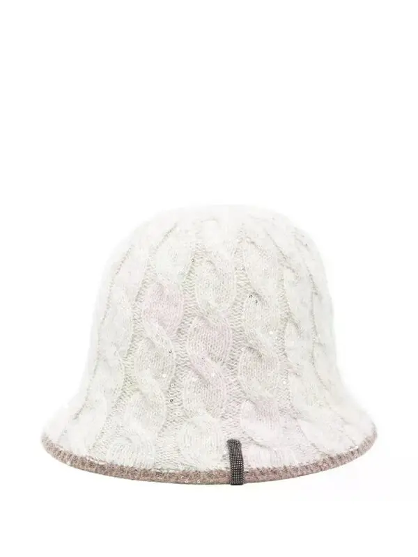 Brunello Cucinelli Cable-knit Sequined Bucket Hat - Grey
