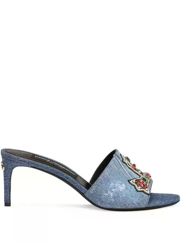 Dolce & Gabbana 60mm Embroidered Denim Mules