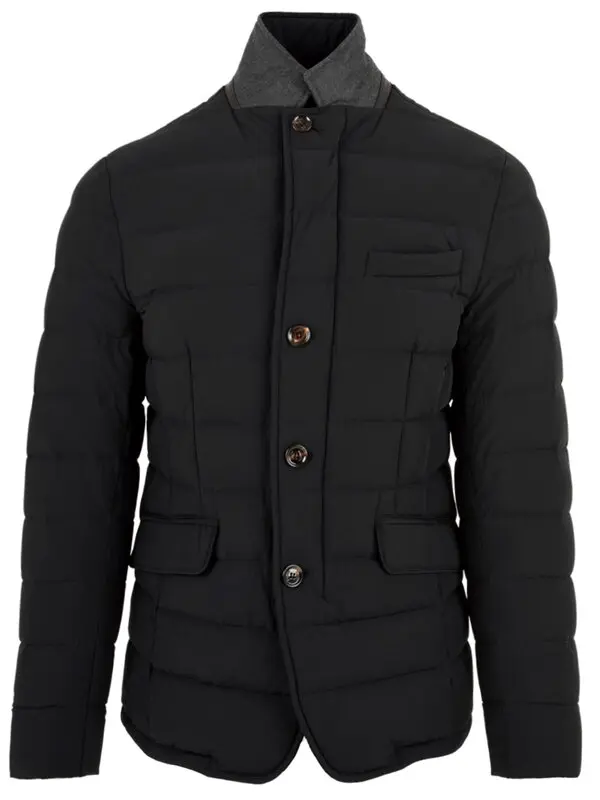MOORER Quilted Coat - Dk Blu