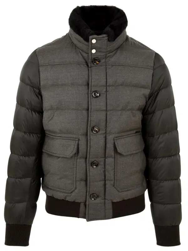 MOORER Quilted Coat With Fur Collar