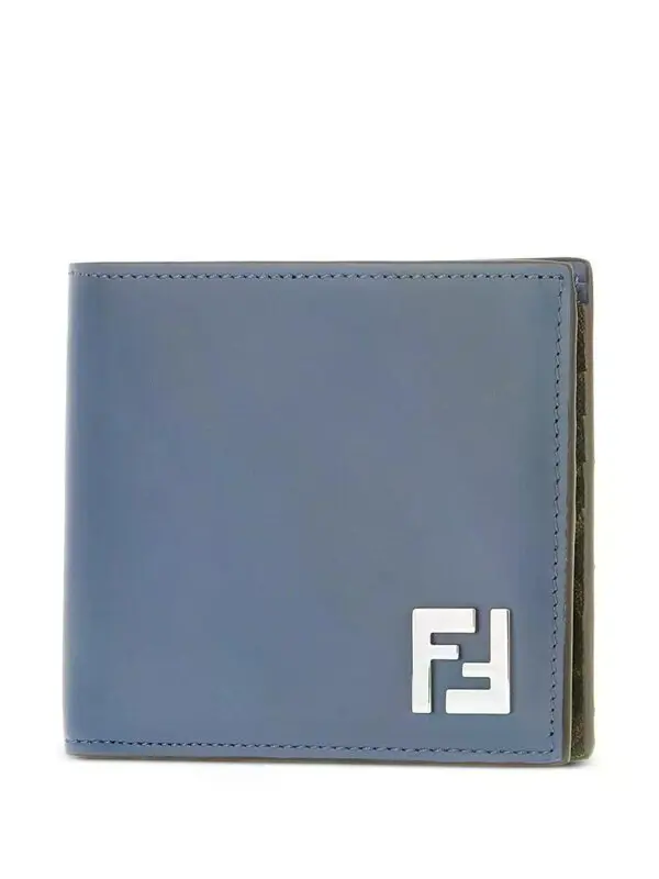Fendi Logo-plaque Leather Wallet - Blue