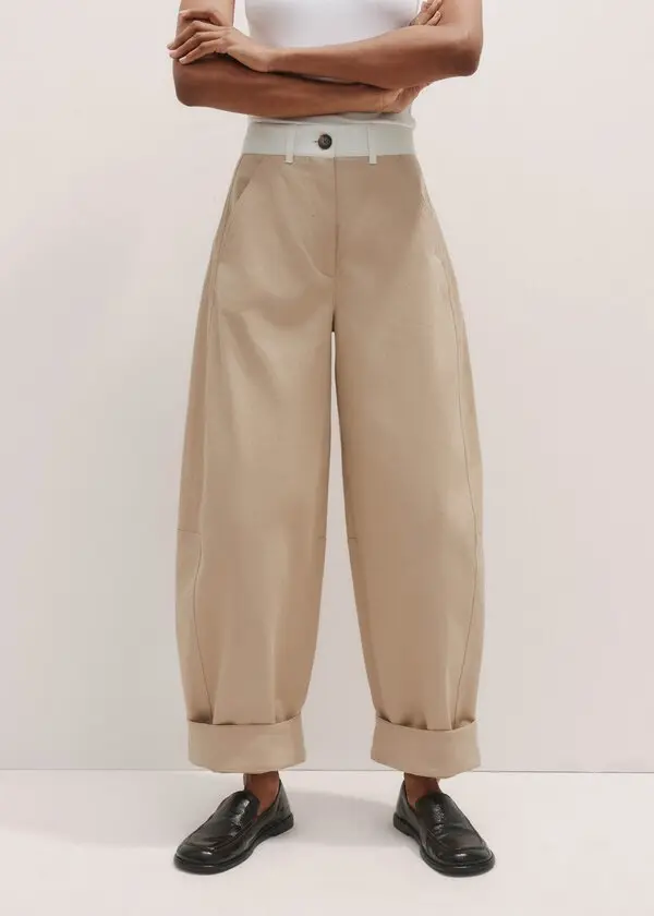 ME+EM Contrast Waist Tapered Chino