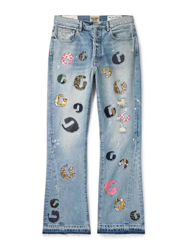 GALLERY DEPT. G-time Flared Distressed Logo-appliquéd Jeans