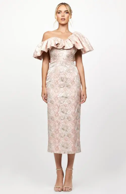 BARIANO One-shoulder Fitted Midi Dress