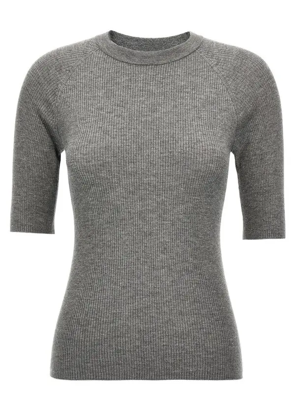 Brunello Cucinelli Lurex Ribbed Sweater - Gray