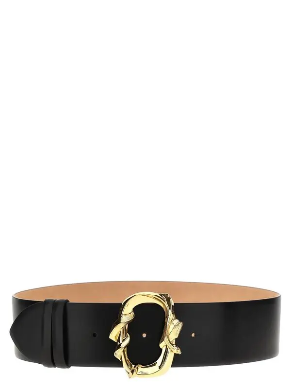 Alexander McQueen Snake Buckle Leather Belt