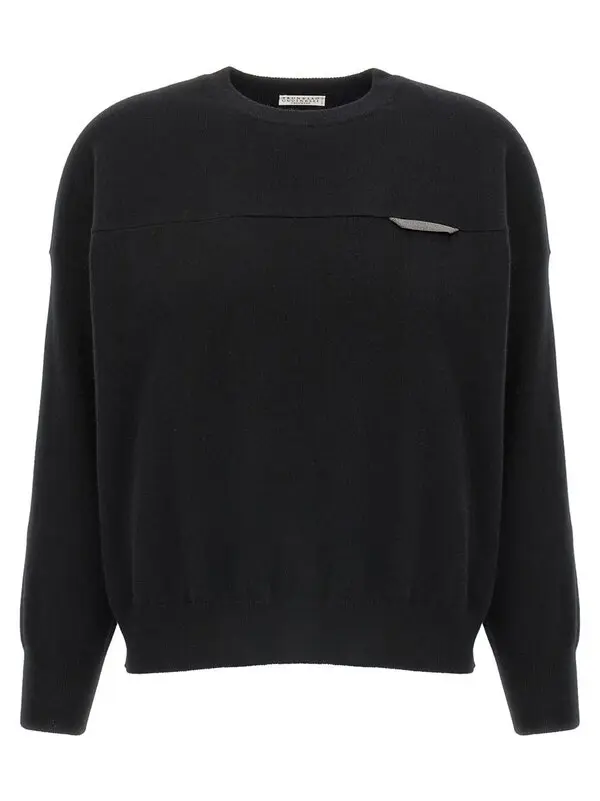 Brunello Cucinelli Monile Crop Sweater - Black