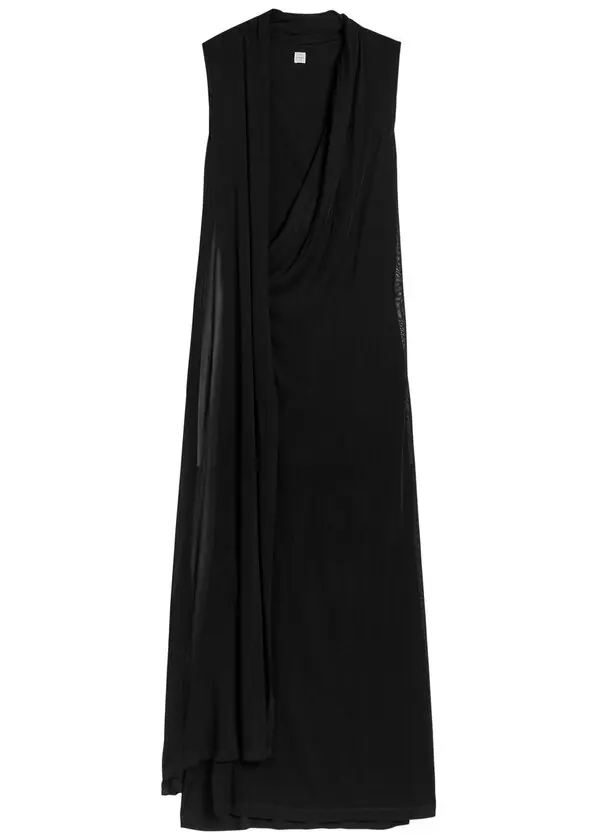 TOTÊME Scarf-effect Mesh Maxi Dress - Black