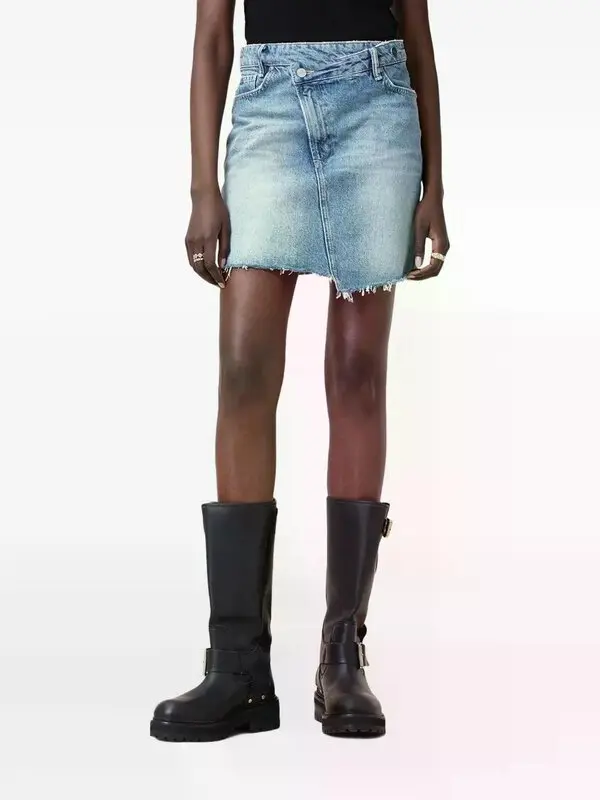 All Saints Asymmetric Denim Mini Skirt - Blue