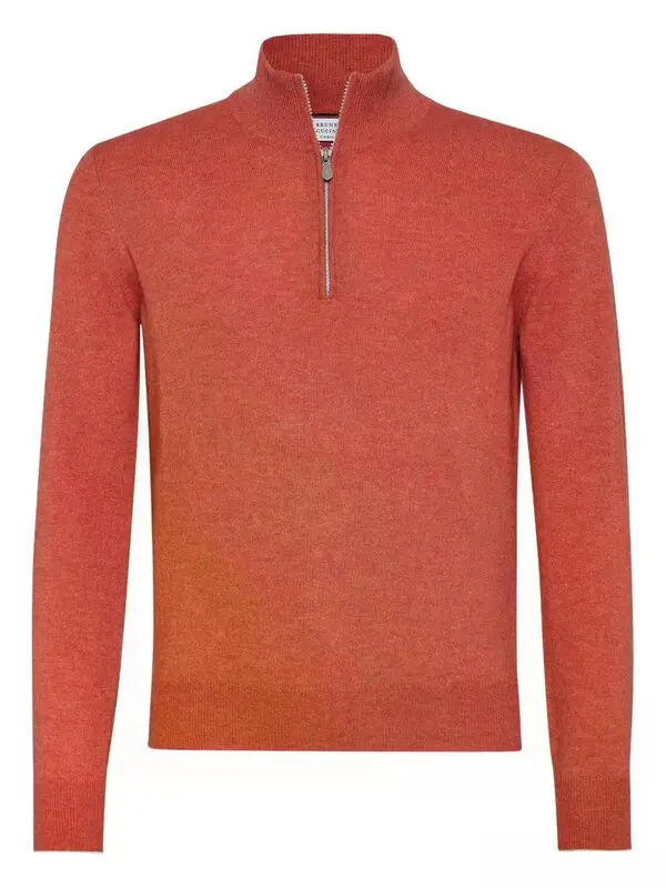 Brunello Cucinelli Cashmere Half-zip Sweater - Orange