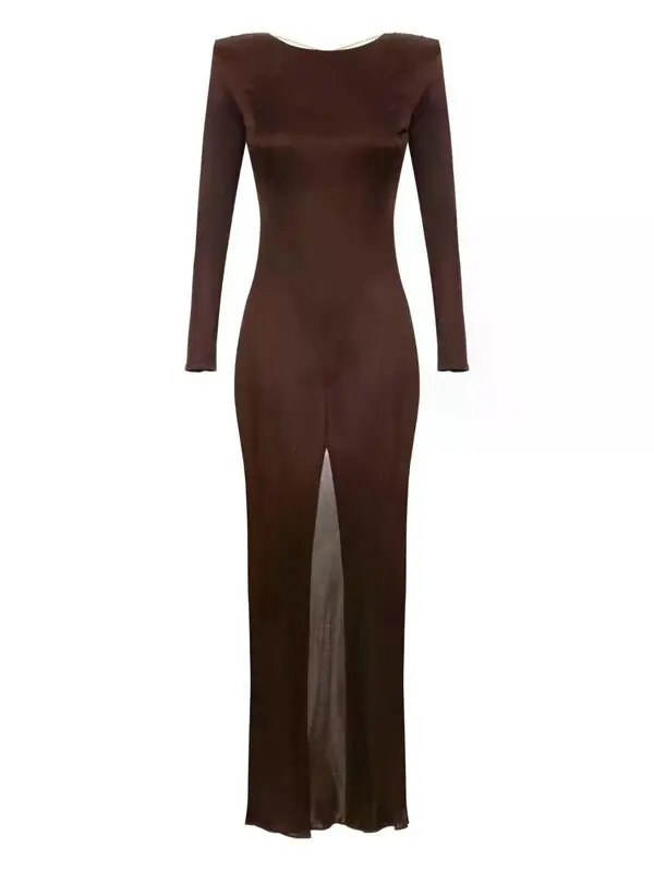 Elisabetta Franchi Crew-neck Maxi Dress - Brown