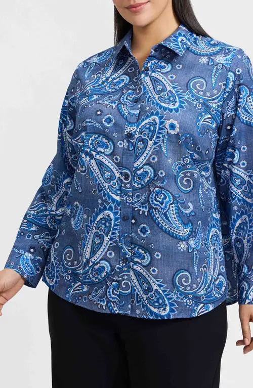 Foxcroft Hampton Paisley Print Button-up Shirt