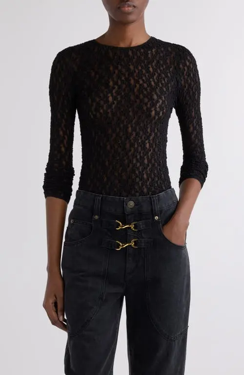 Isabel Marant Gaelle Stretch Lace Top - Black