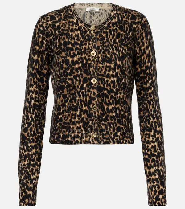 FRAME Leopard-print Cashmere Cardigan