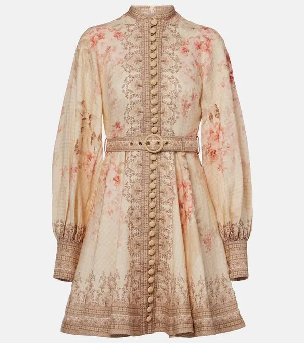 Zimmermann Illuminate Floral Linen Mini Dress