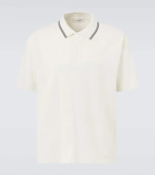 FRAME Cotton Piqué Polo Shirt - White