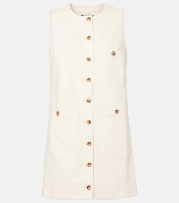 Veronica Beard Oakley Denim Minidress - Beige