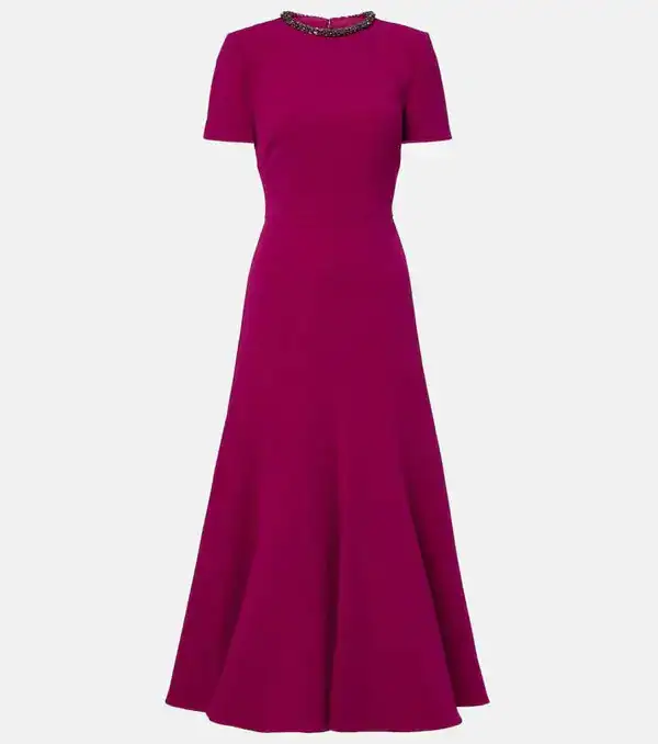 Buy Roland Mouret Embellished Cady Midi Dress - Pink At 20% Off |  Editorialist