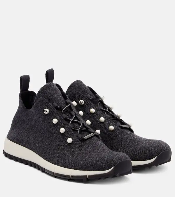 JIMMY CHOO Veles Embellished Cashmere Sneakers
